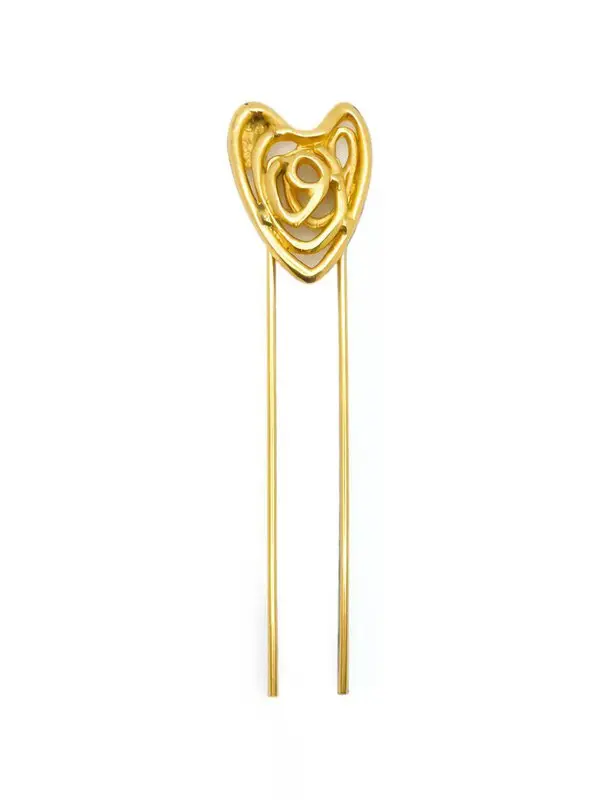 JENNIFER GIBSON JEWELLERY 1980s Heart-motif Hair Pin - Gold