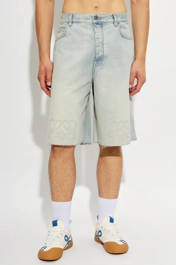 Loewe Denim Shorts With Raw Hem