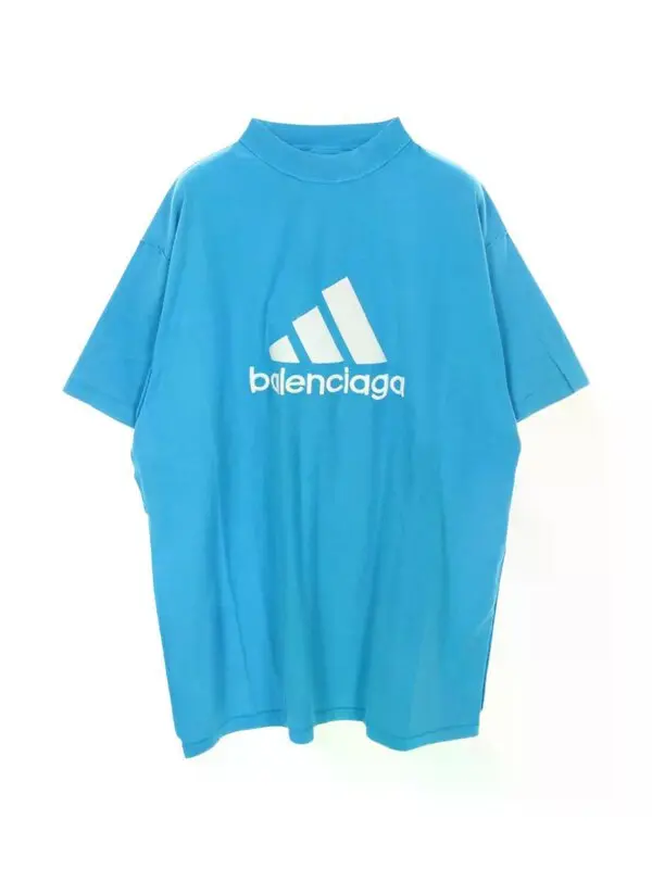 Balenciaga 2010s Logo-embroidered T-shirt - Blue