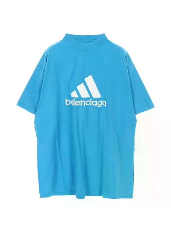 Balenciaga 2010s Logo-embroidered T-shirt - Blue