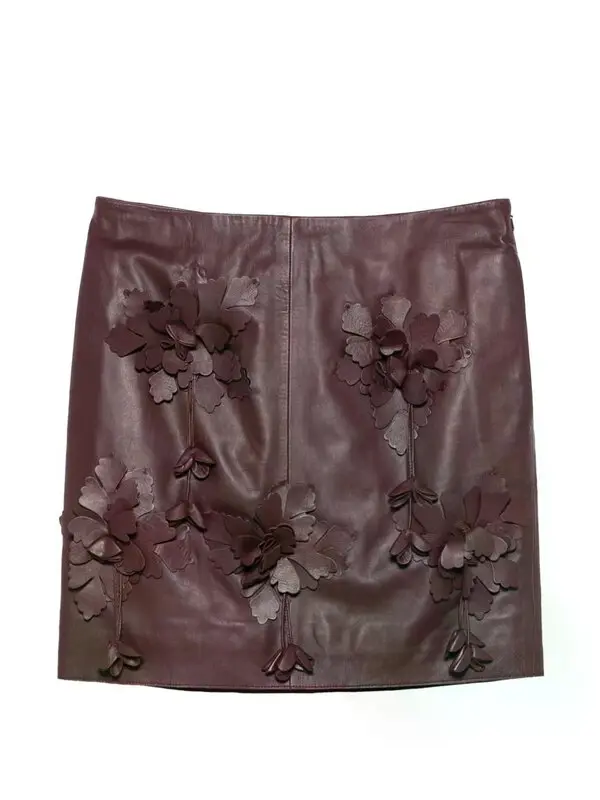 Alberta Ferretti Floral-appliqué Skirt - Brown