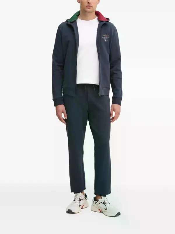 AERONAUTICA MILITARE Embroidered Zip Sweater With Ribbed Hem