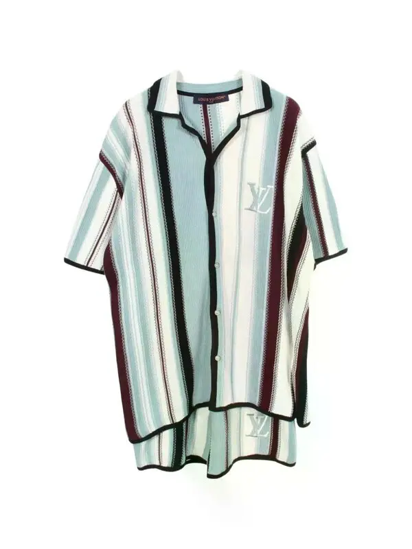 LOUIS VUITTON 2010s Logo-embroidered Striped Shorts Set