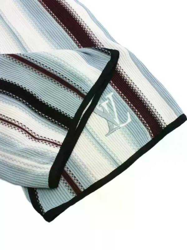 LOUIS VUITTON 2010s Logo-embroidered Striped Shorts Set