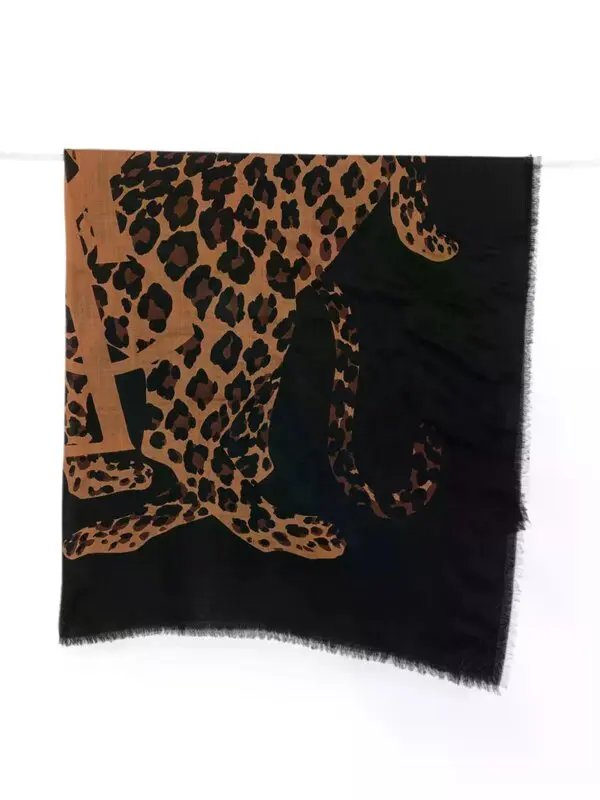 Saint Laurent Leopard-print Frayed Scarf