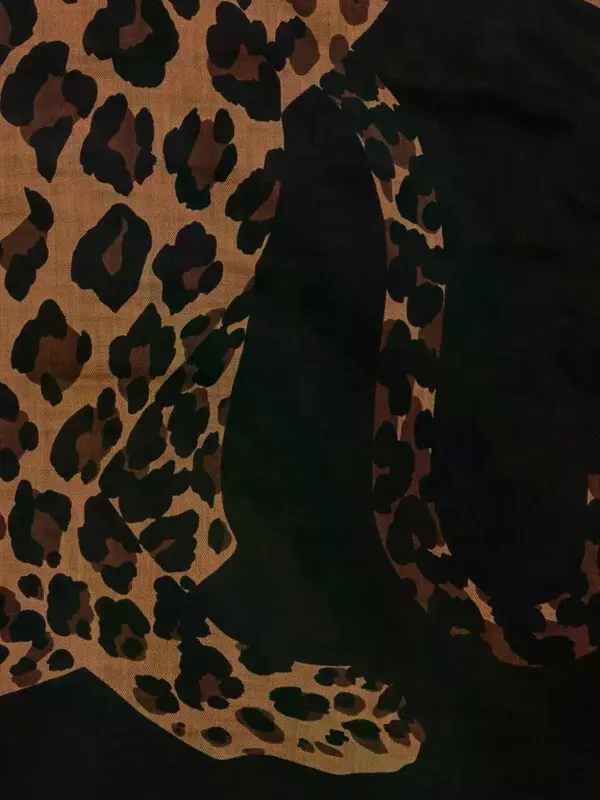 Saint Laurent Leopard-print Frayed Scarf - Black