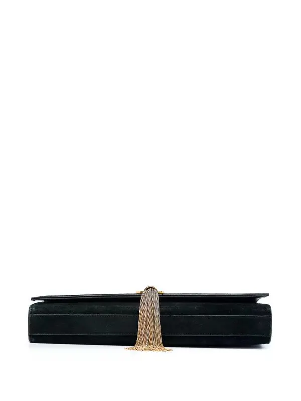 Saint Laurent Suede Monogram Kate Tassel Clutch Bag