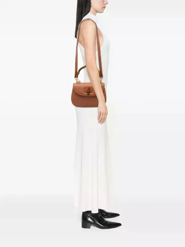 Gucci 2000-2015 Small Calfskin Bamboo Top Handle Bag Satchel - Brown
