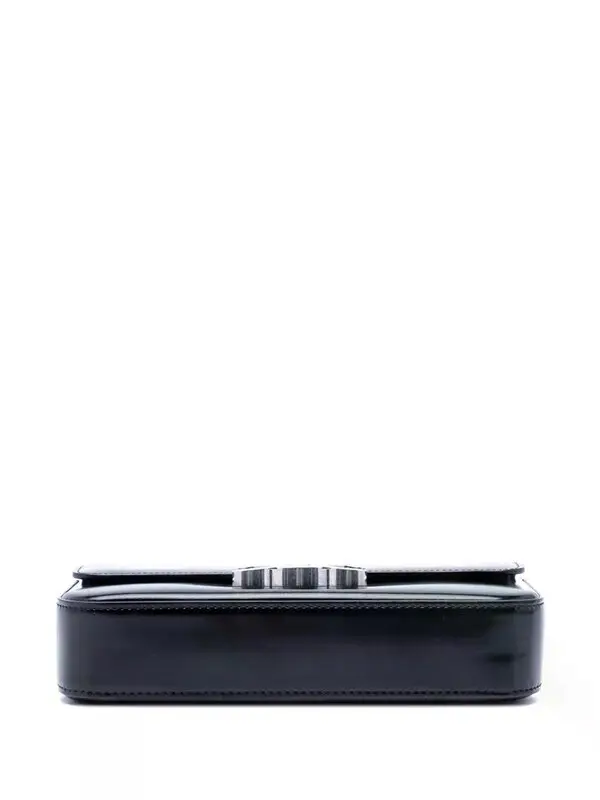Celine Shiny Calfskin Triomphe Claude Shoulder Bag - Black