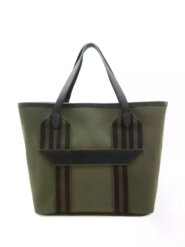 Hermès 2022 Toile Militaire And Clemence Pursangle Tote Bag - Green