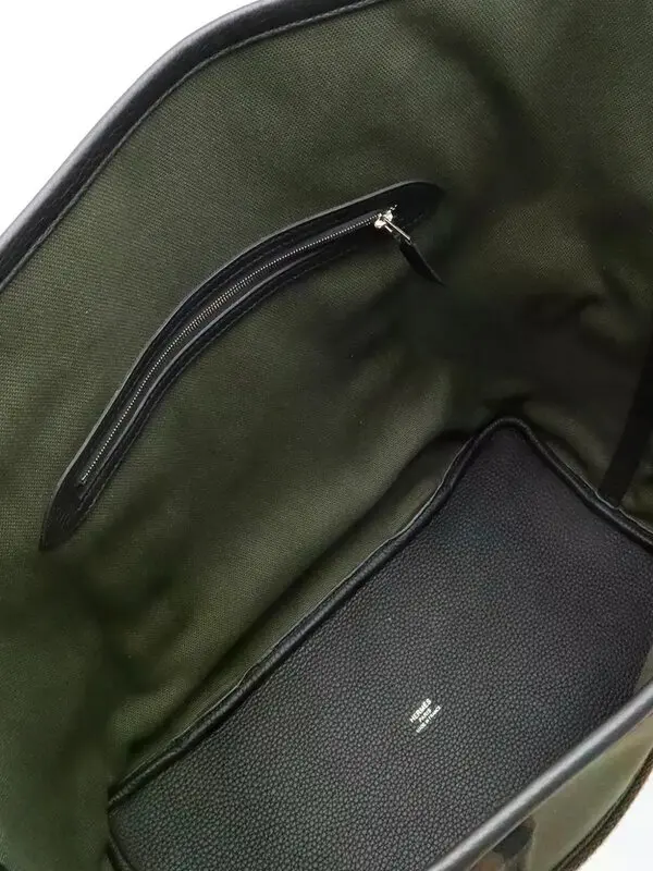 Hermès 2022 Toile Militaire And Clemence Taurillon Tote Bag - Green