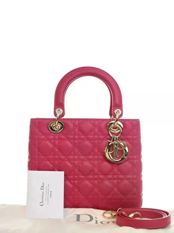 Dior Lambskin Cannage Lady Satchel - Pink