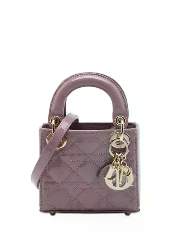 Dior 2022 Micro Patent Cannage Lady Satchel - Pink