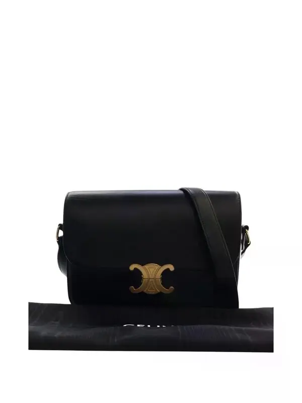Celine Classique Shiny Calfskin Triomphe Crossbody Bag - Black
