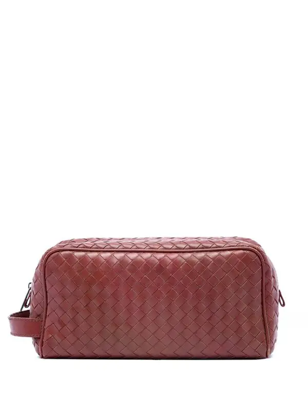 Bottega Veneta 2012-2026 Nappa Intrecciato Travel Pouch Clutch Bag - Red