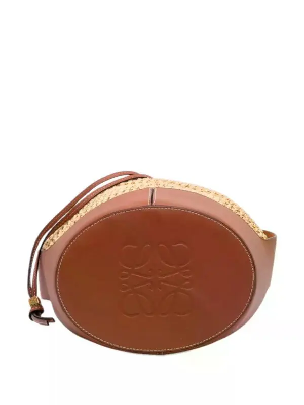 Loewe Raffia And Calfskin Balloon Bucket Bag Satchel