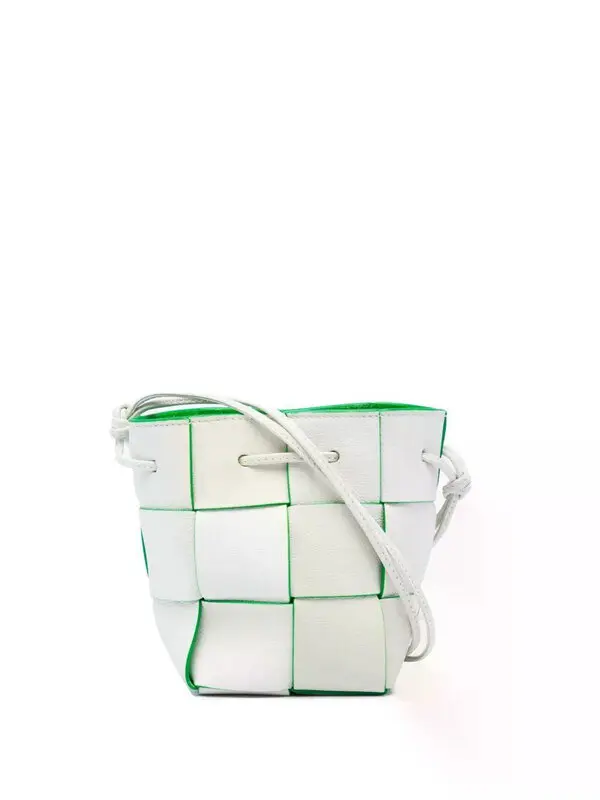 Bottega Veneta 2012-2026 Mini Nappa Maxi Intrecciato Cassette Bucket Bag - White