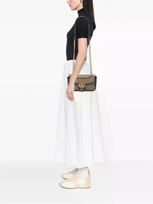 Gucci Gg Marmont Matelassé Diagonal Gg Canvas Shoulder Bag