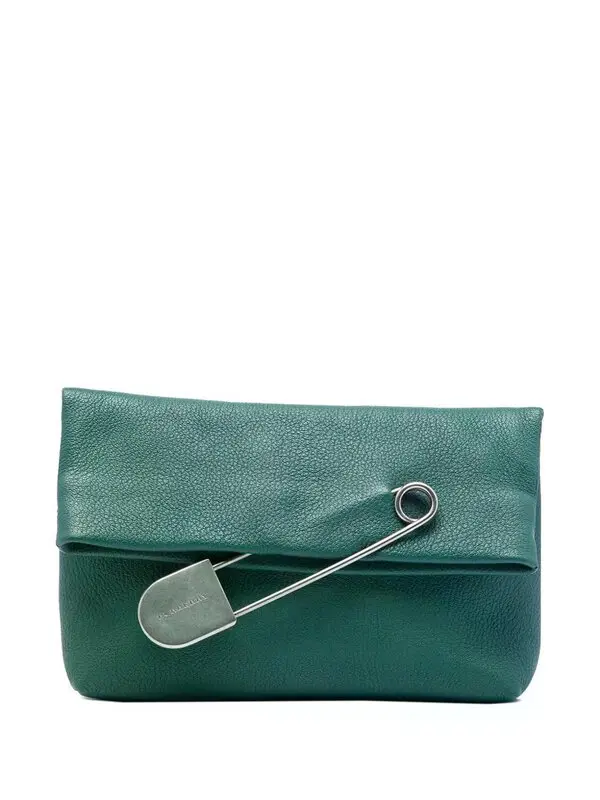 Burberry 2000-2017 Medium Leather Safety Pin Clutch Bag - Green