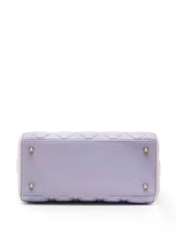 Dior Medium Tricolor Lambskin Cannage Lady Satchel - Purple