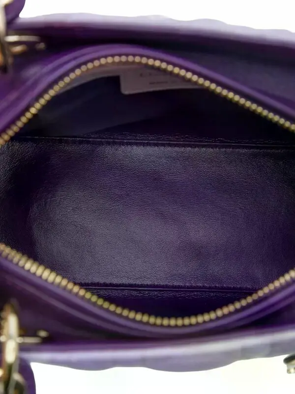 Dior Medium Tricolor Lambskin Cannage Lady Satchel - Purple