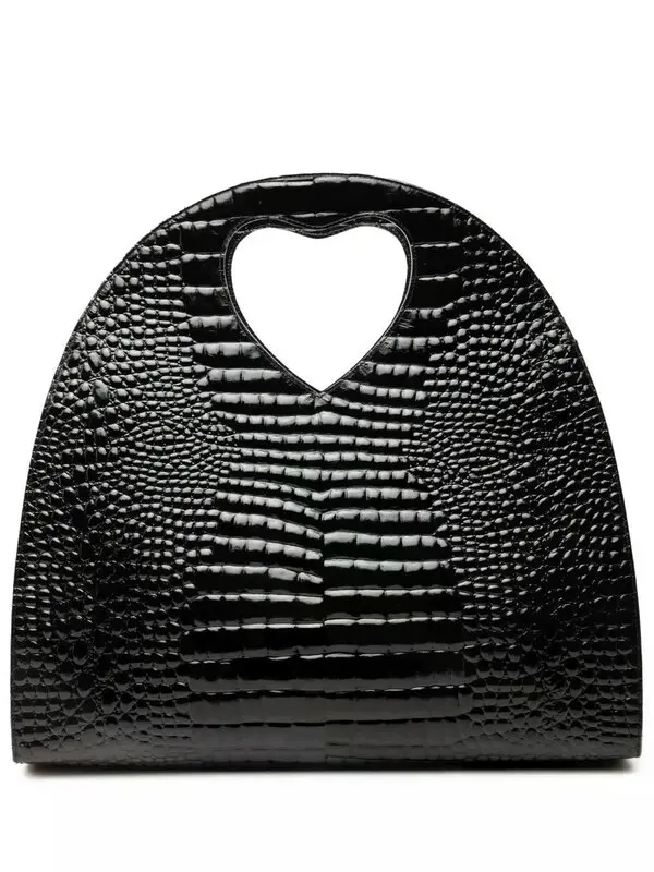 Saint Laurent 20th Century Croc Embossed Patent Handbag - Black