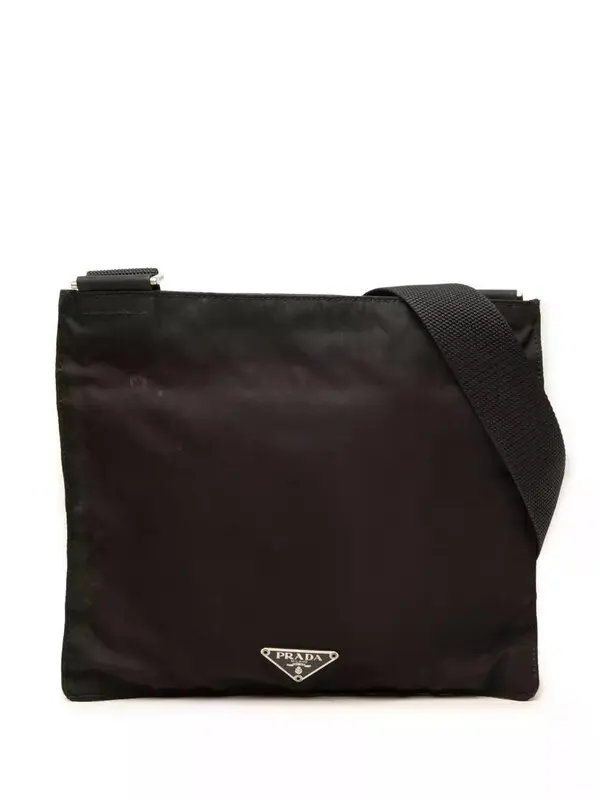 Prada 2000-2013 Tessuto Zip Top Crossbody Bag - Black