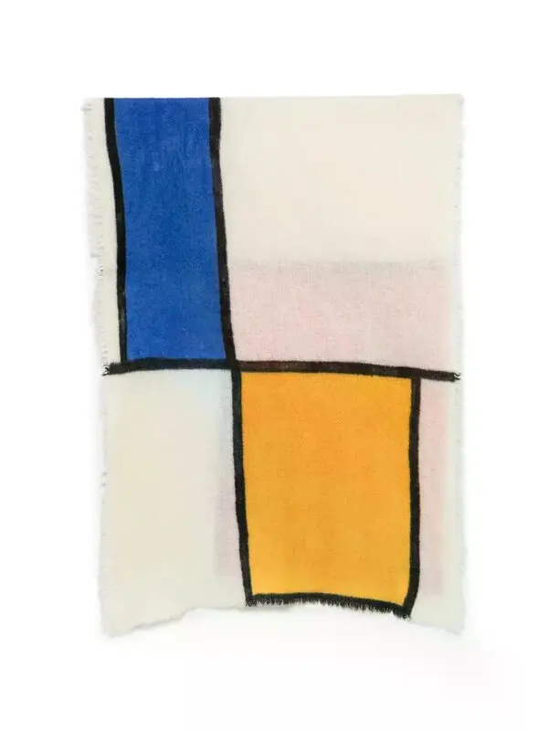 Faliero Sarti Patos Colour-block Frayed Scarf