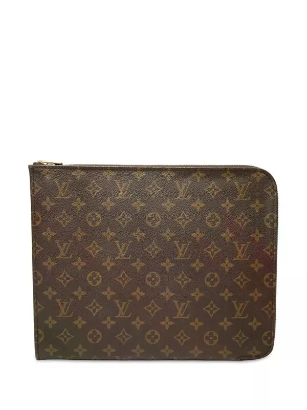 LOUIS VUITTON 1988 Monogram Poche Documents Portfolio 30 Clutch Bag - Brown