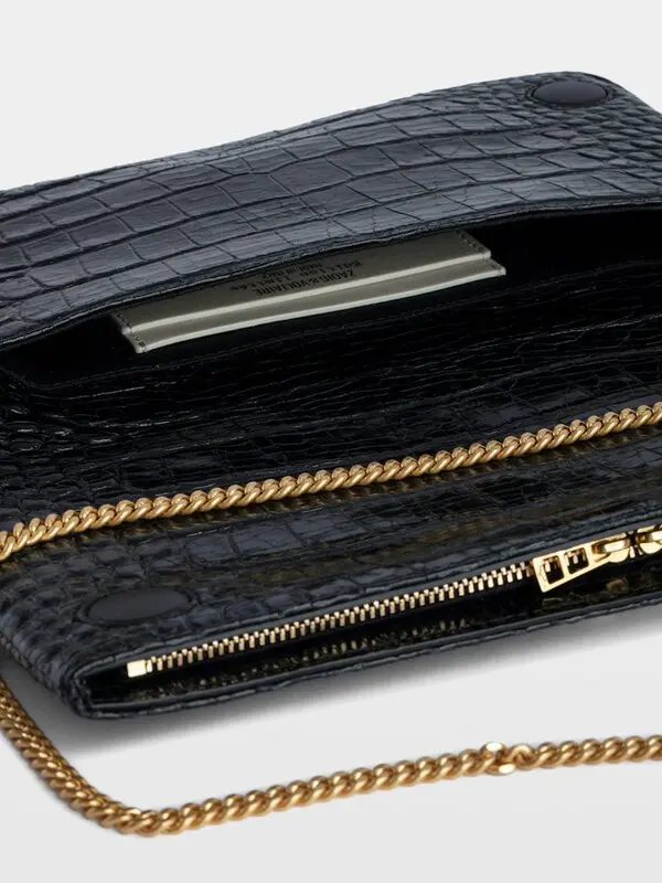 Zadig&Voltaire Rock Embossed Clutch With Gold-tone Chain - Black