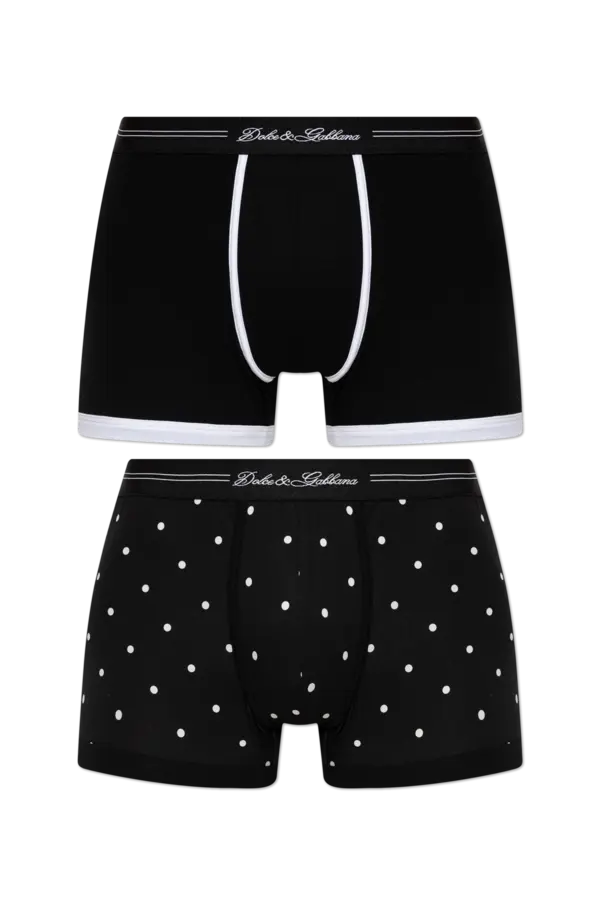 Dolce & Gabbana 2-pack Of Cotton Boxer Briefs - Black