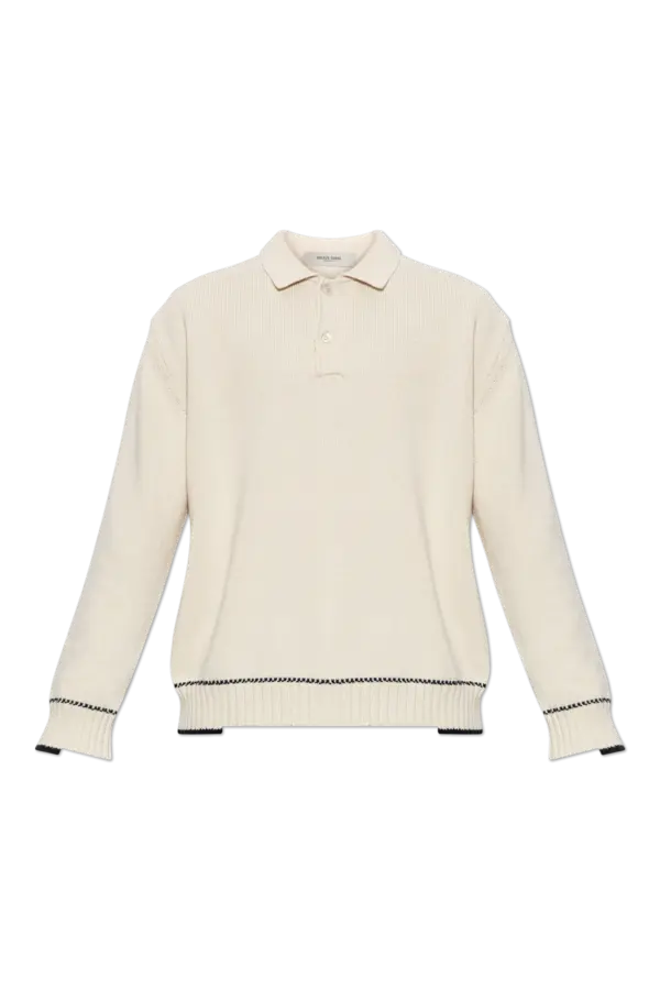 GOLDEN GOOSE Long Sleeve Polo - Cream