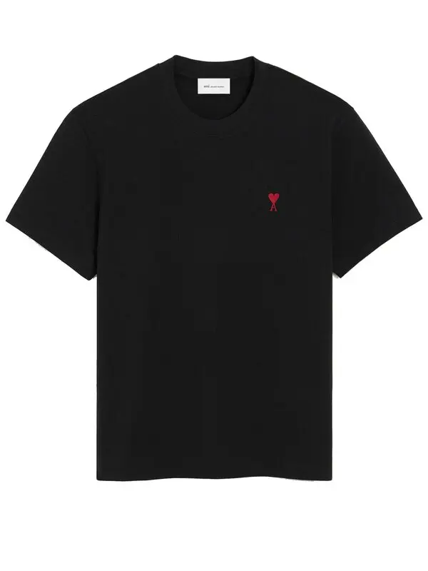 AMI Paris T-shirt With Red Heart Logo - Black