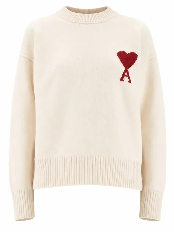 AMI Paris Maglia In Lana Con Logo - Powder