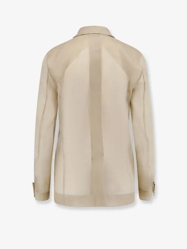 Max Mara Silk Double-breasted Blazer With Monogram Detail - Multicolor
