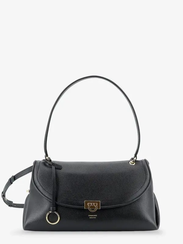 FERRAGAMO Leather Shoulder Bag With Gancini Detail