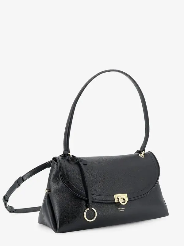 FERRAGAMO Leather Shoulder Bag With Gancini Detail