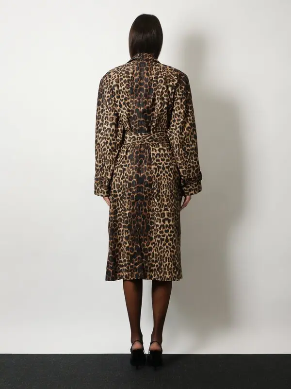 Saint Laurent Double-breasted Animal Print Trench Coat