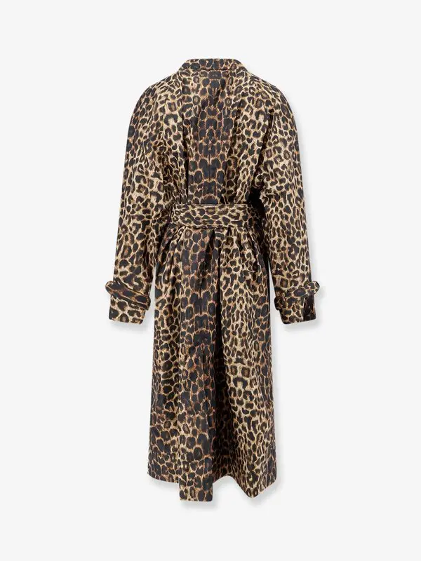 Saint Laurent Double-breasted Animal Print Trench Coat