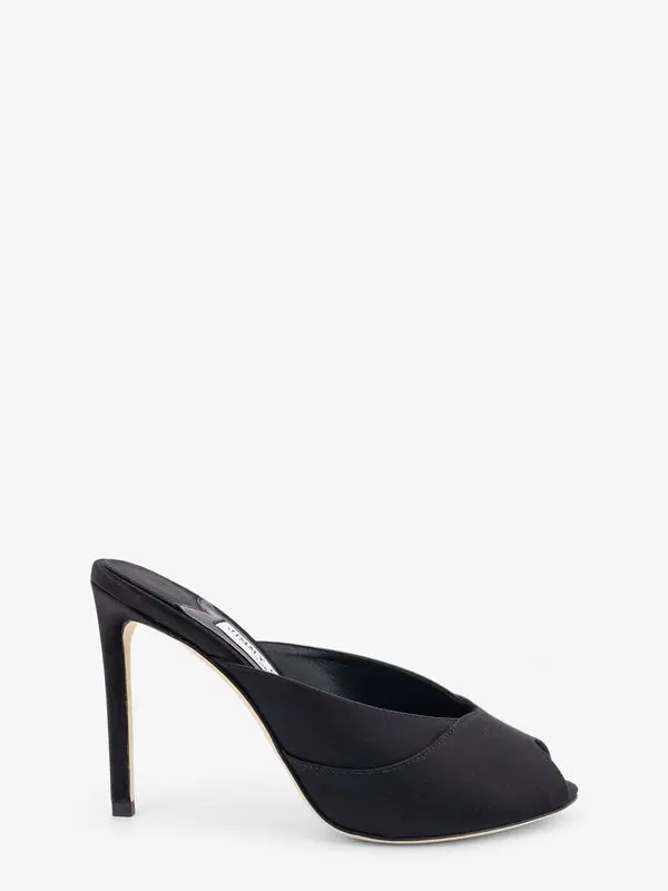 JIMMY CHOO Brigitte Mule 100 Satin Sandals - Black