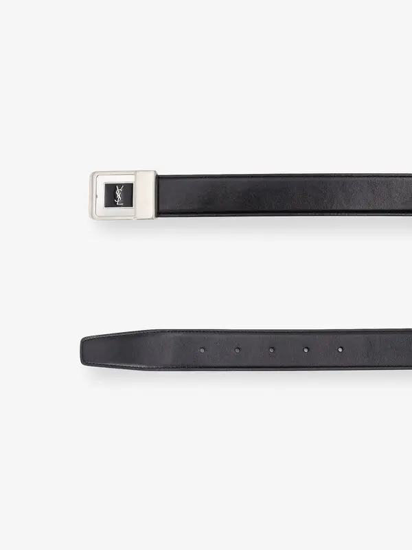 Saint Laurent La 66 Leather Belt With Silver Metal Buckle