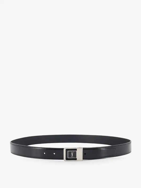 Saint Laurent La 66 Leather Belt With Silver Metal Buckle - Multicolor