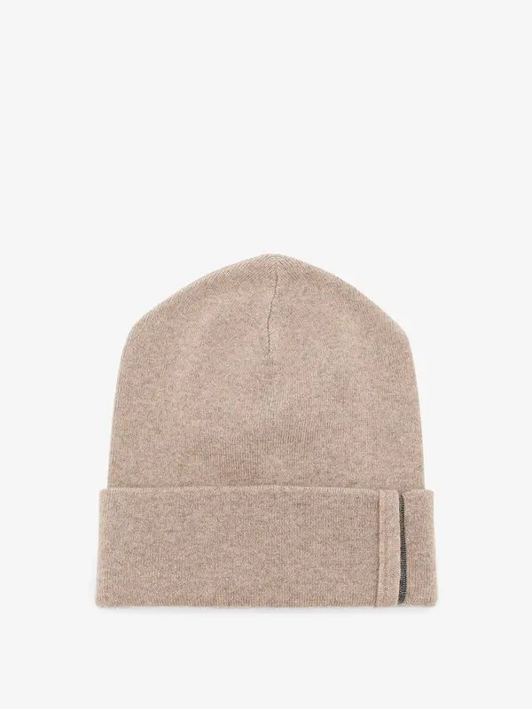 Brunello Cucinelli Cashmere Hat With Monili Detail - Brown