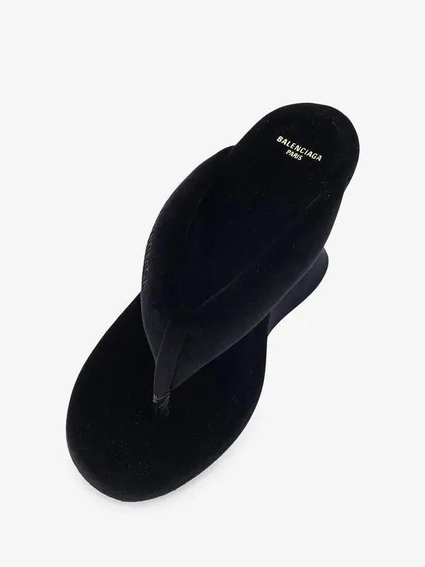 Balenciaga Gaeta Velvet Wedge Thong Sandals