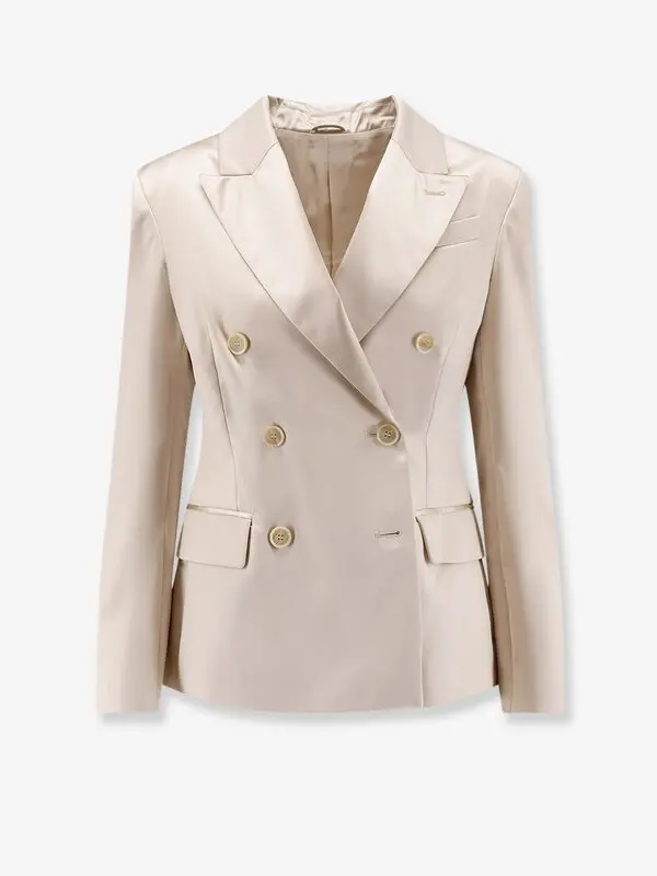 Brunello Cucinelli Double-breasted Silk Blazer - Gold