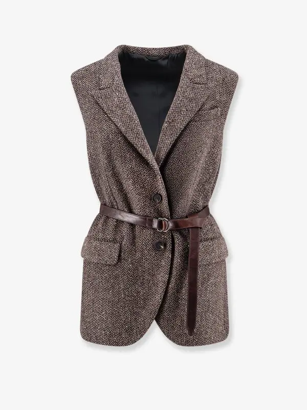 Brunello Cucinelli Sleeveless Belted Blazer