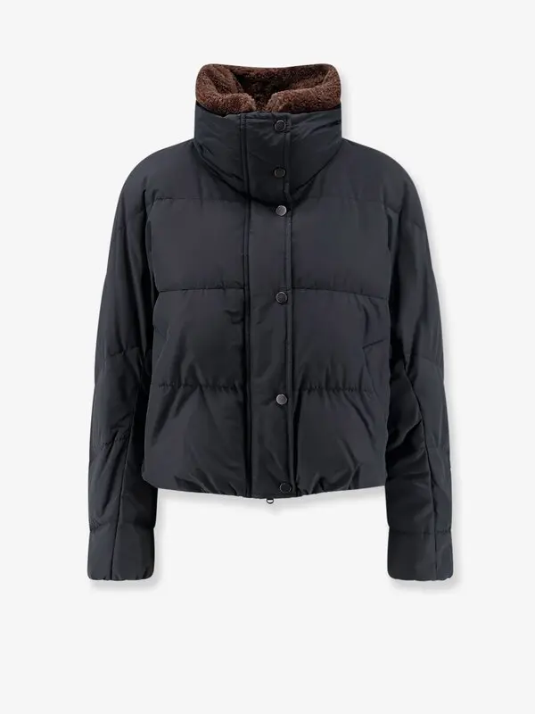 Brunello Cucinelli Down Jacket With Shearling Collar - Multicolor