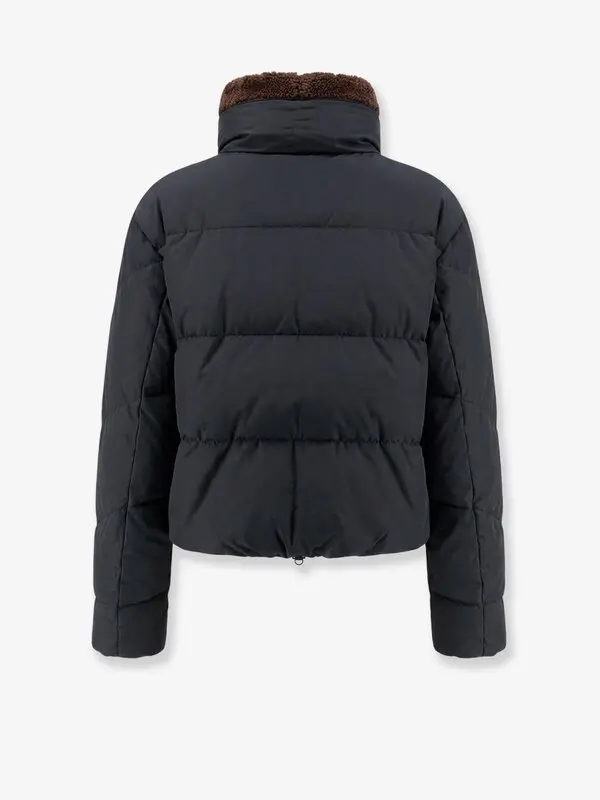 Brunello Cucinelli Down Jacket With Shearling Collar - Multicolor