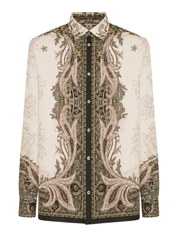 Etro Silk Twill Shirt With Placed Pegasus Print