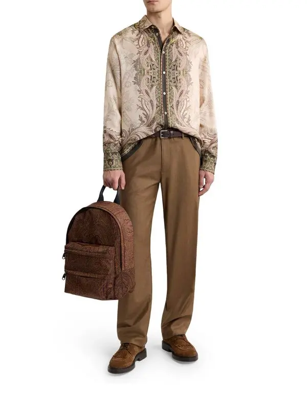 Etro Silk Twill Shirt With Placed Pegasus Print